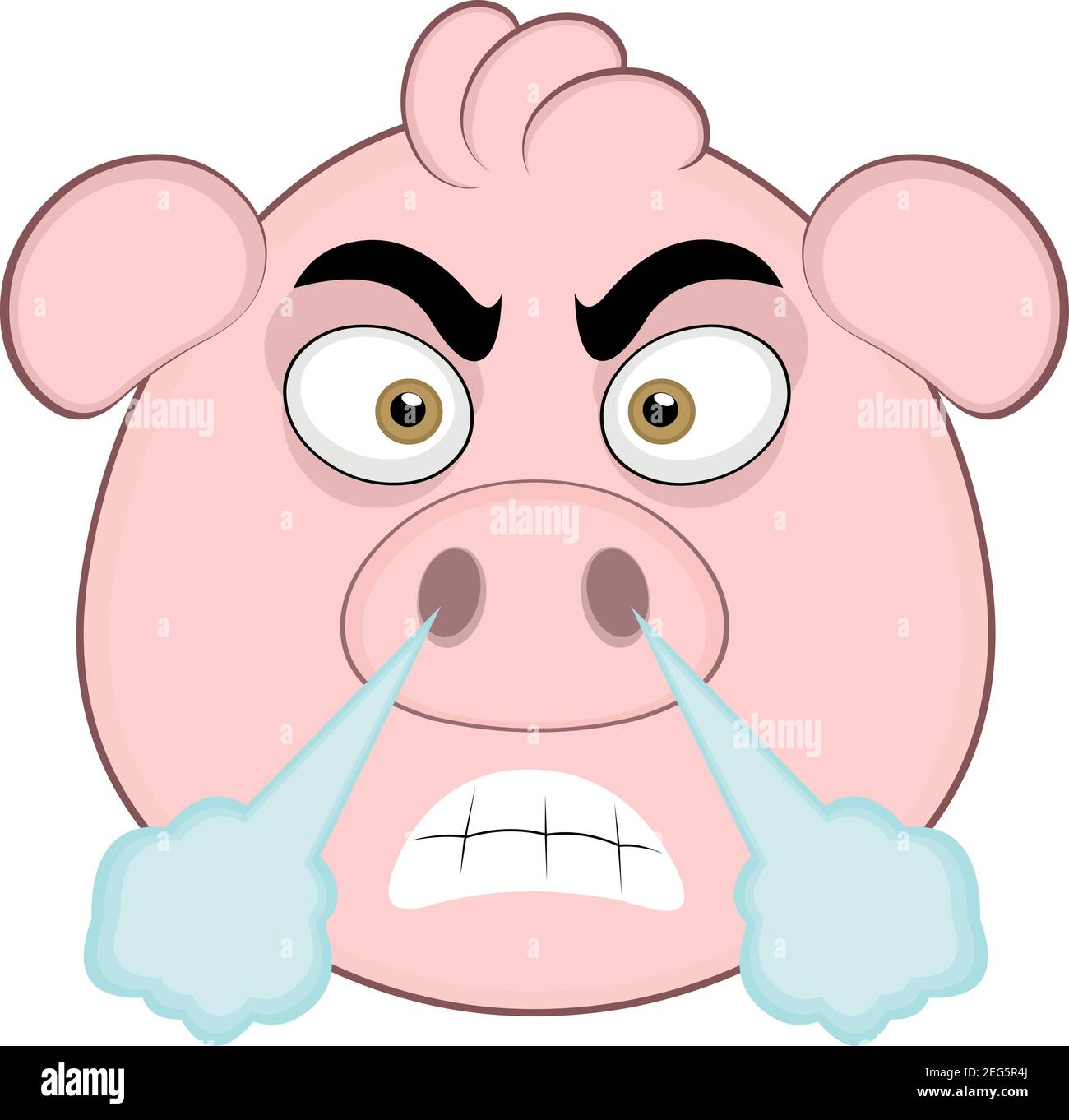 Vector emoticon illustration cartoon of a pig´s head with angry ...