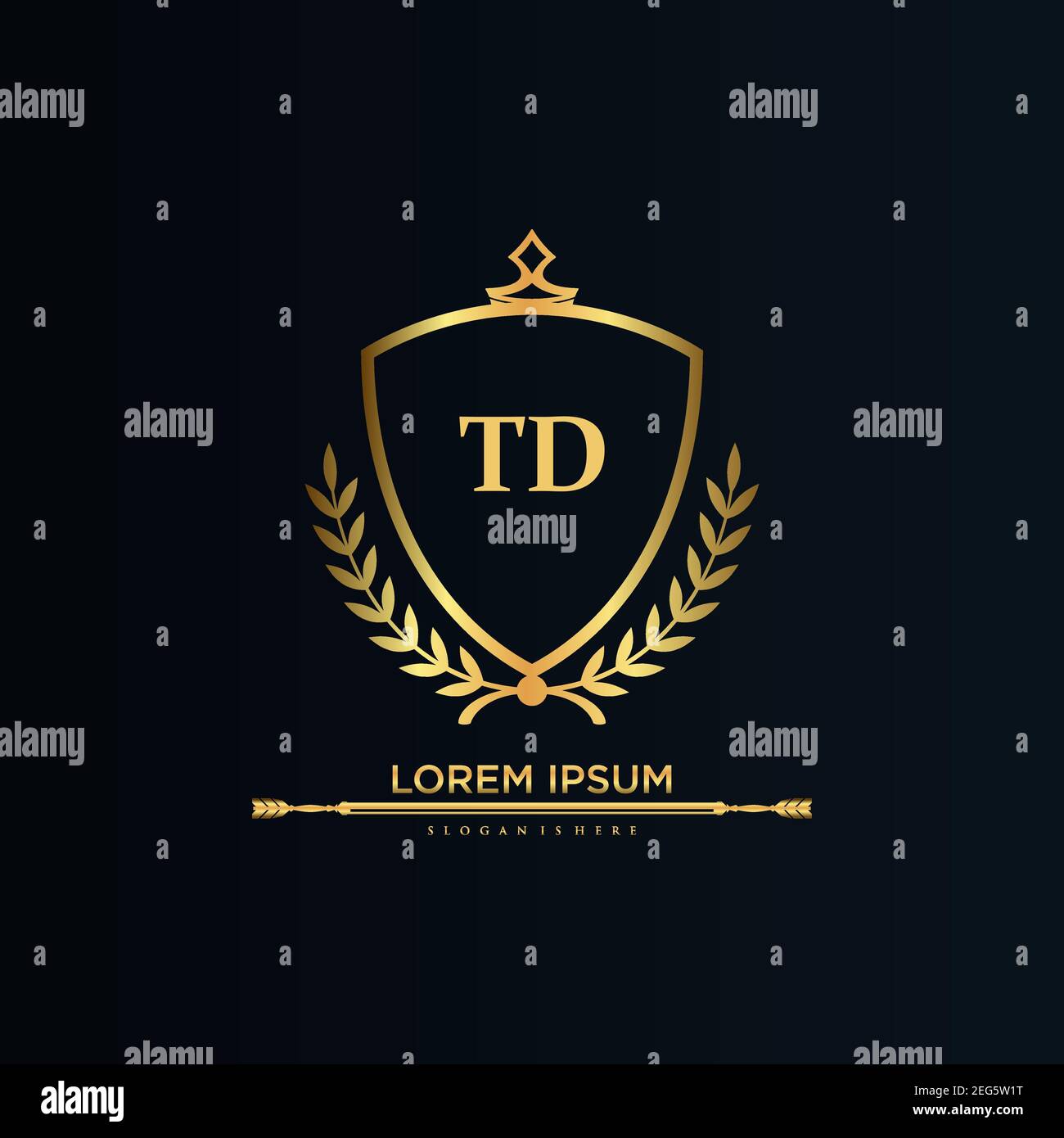 TD Letter Initial with Royal Template.elegant with crown logo vector ...