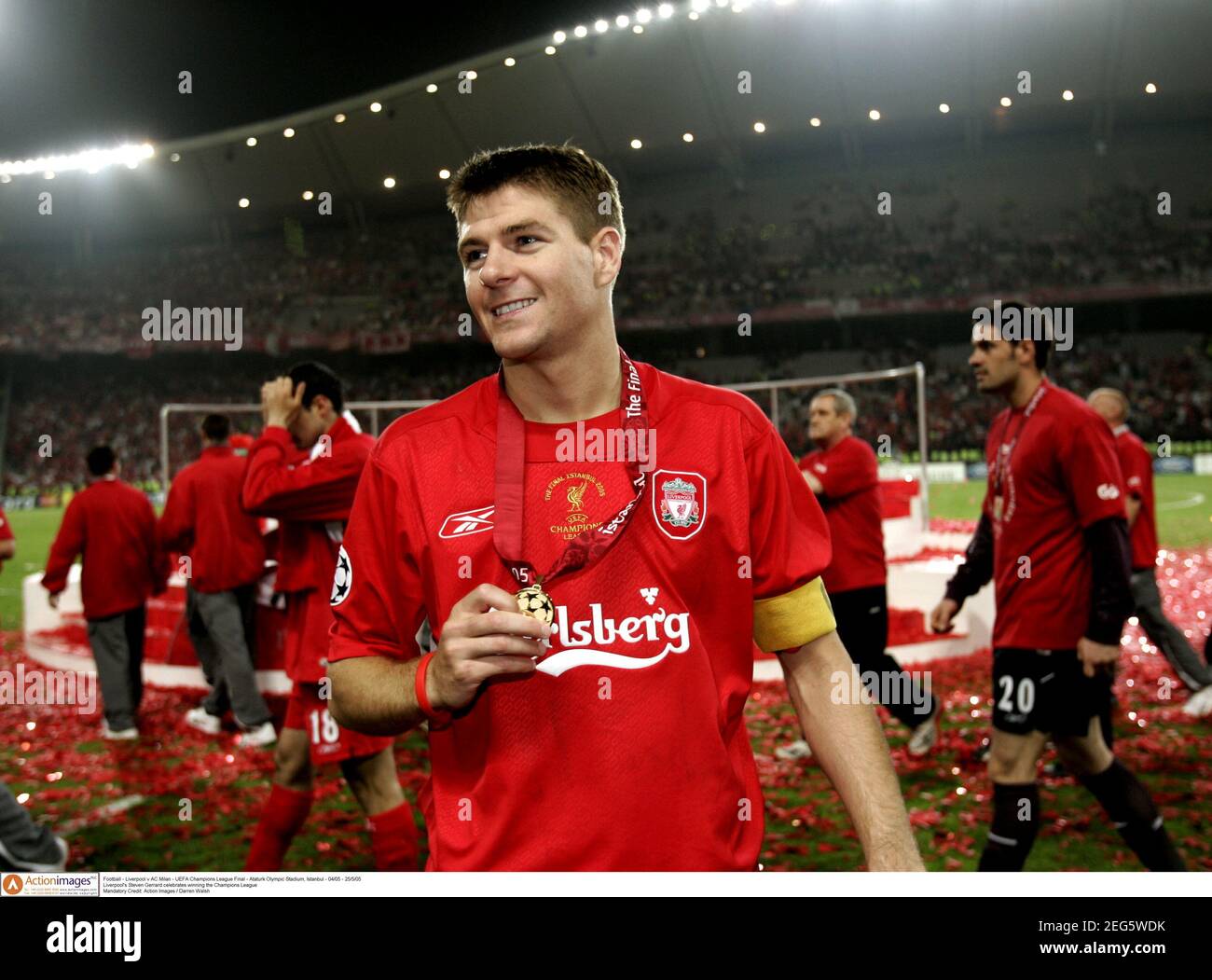 Liverpools steven gerrard celebrates winning the uefa champions league ...