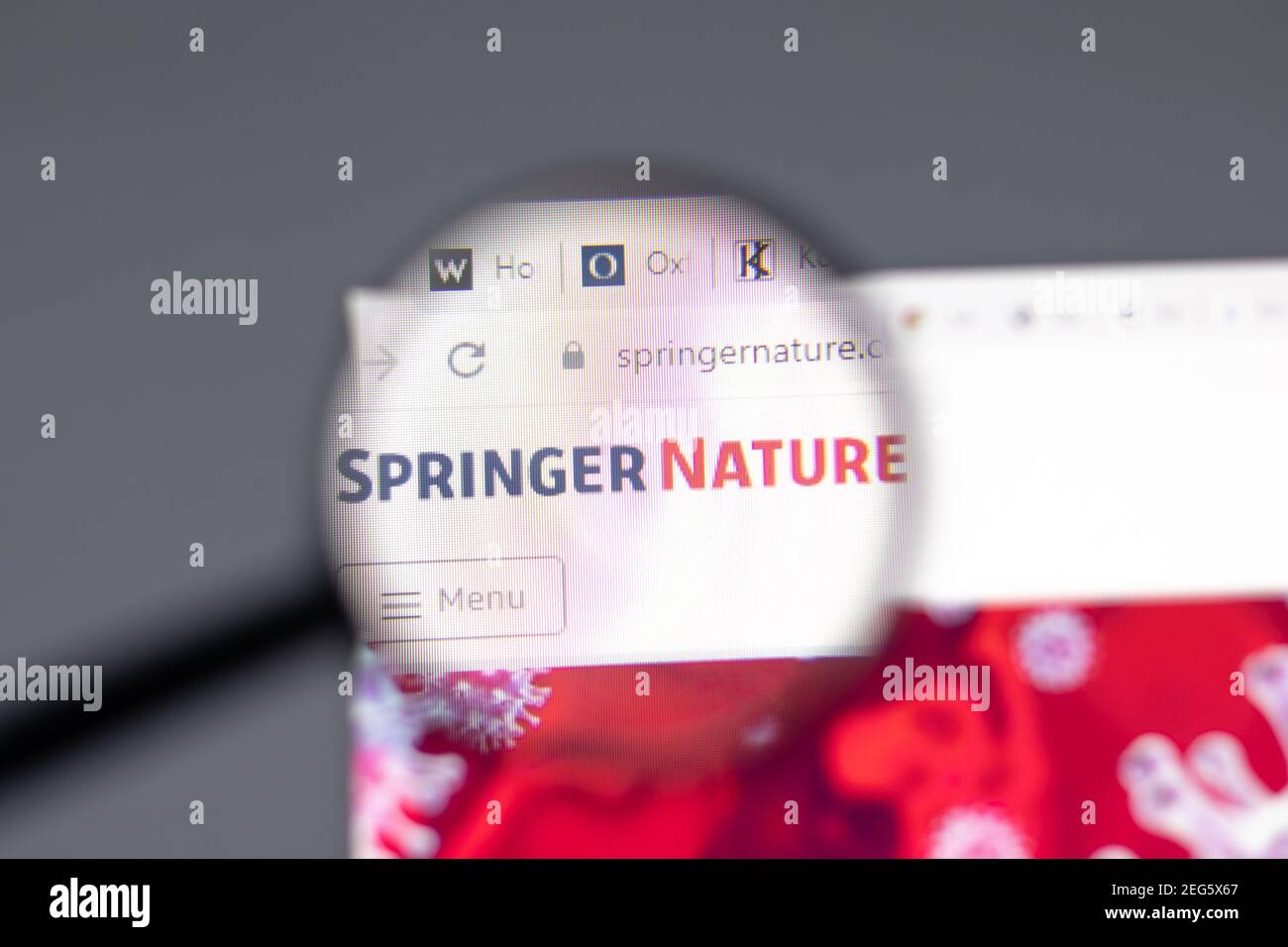 New York, USA - 15 February 2021: Springer Nature website in browser ...