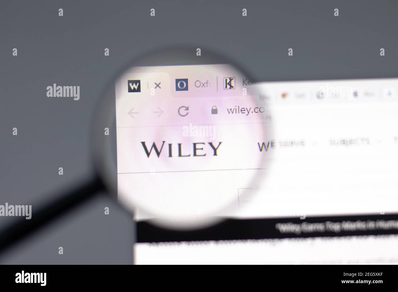 New York, USA - 15 February 2021: Wiley website in browser with company ...