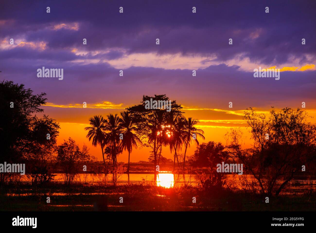 Fantastic tropical sunset in a rural landscapes, Mexico Stock Photo - Alamy