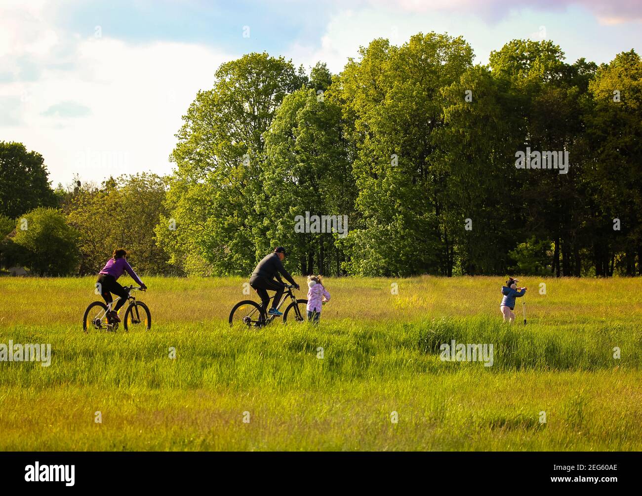 Family bike ride woods hi-res stock photography and images - Alamy