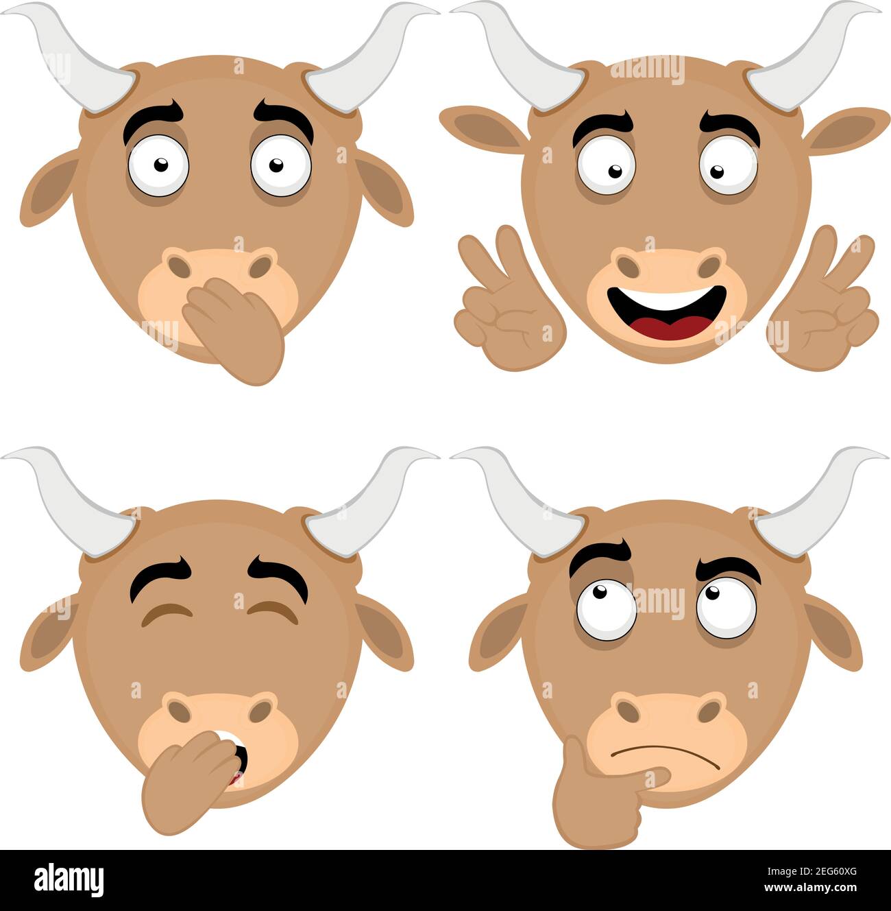 Vector illustration of expressions of a bull cartoon Stock Vector Image ...