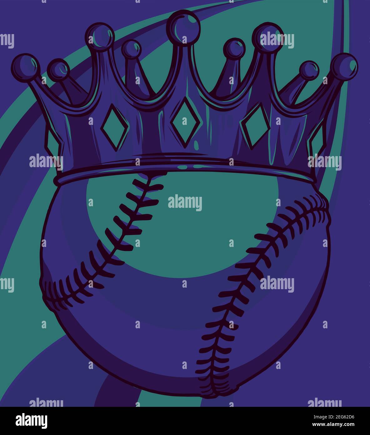 King of baseball concept, a baseball ball wearing a gold crown vector ...