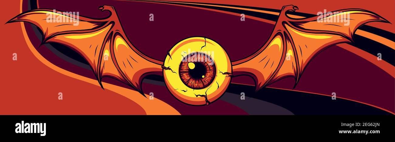 Vector illustration of Flying Eyeball design art Stock Vector Image ...
