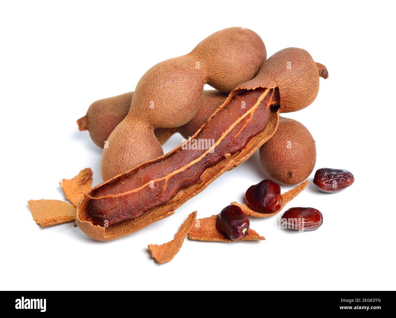 Ripe tamarind fruit isolated on white background Stock Photo - Alamy