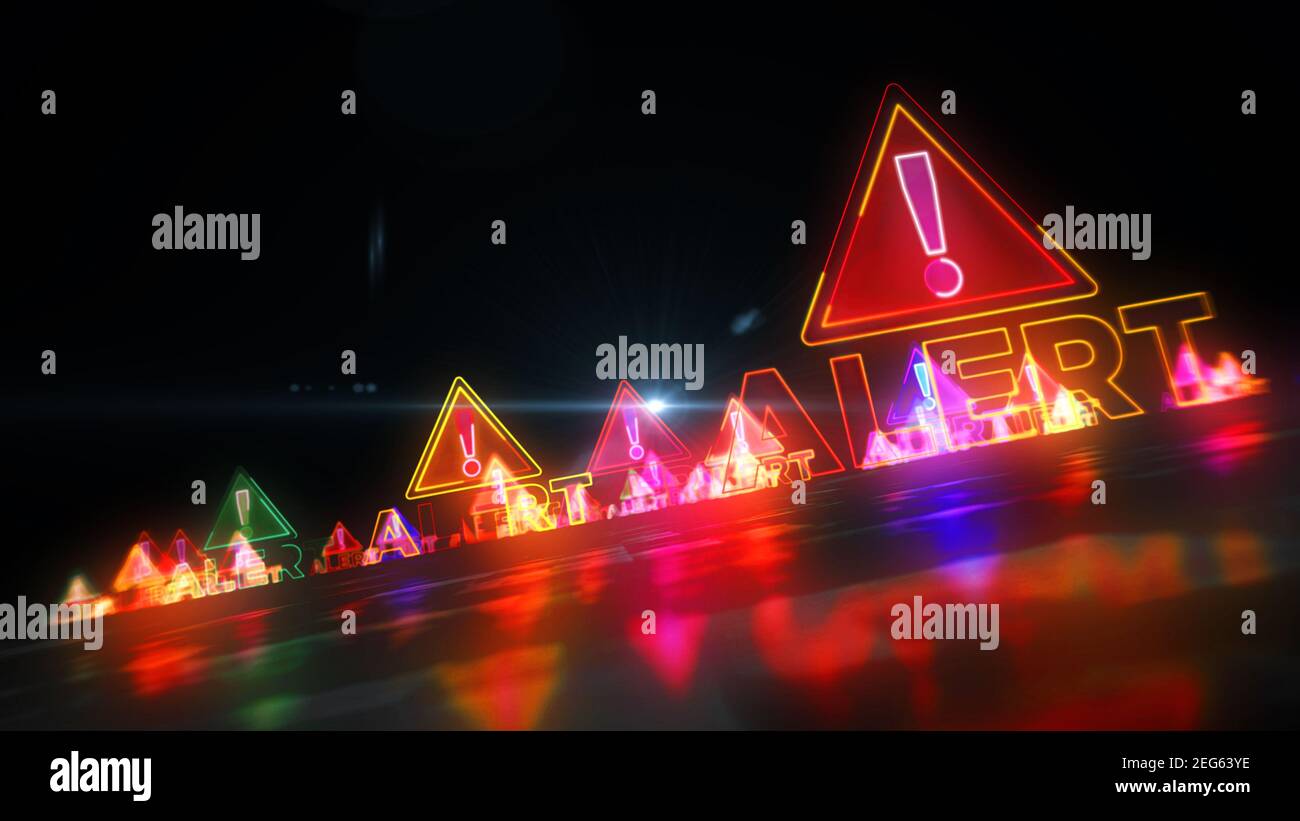 Alert warning concept with exclamation symbol, danger, cyber attack and ...