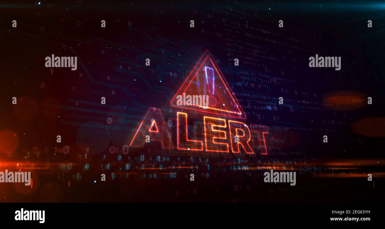 Alert warning concept with exclamation symbol, danger, cyber attack and ...
