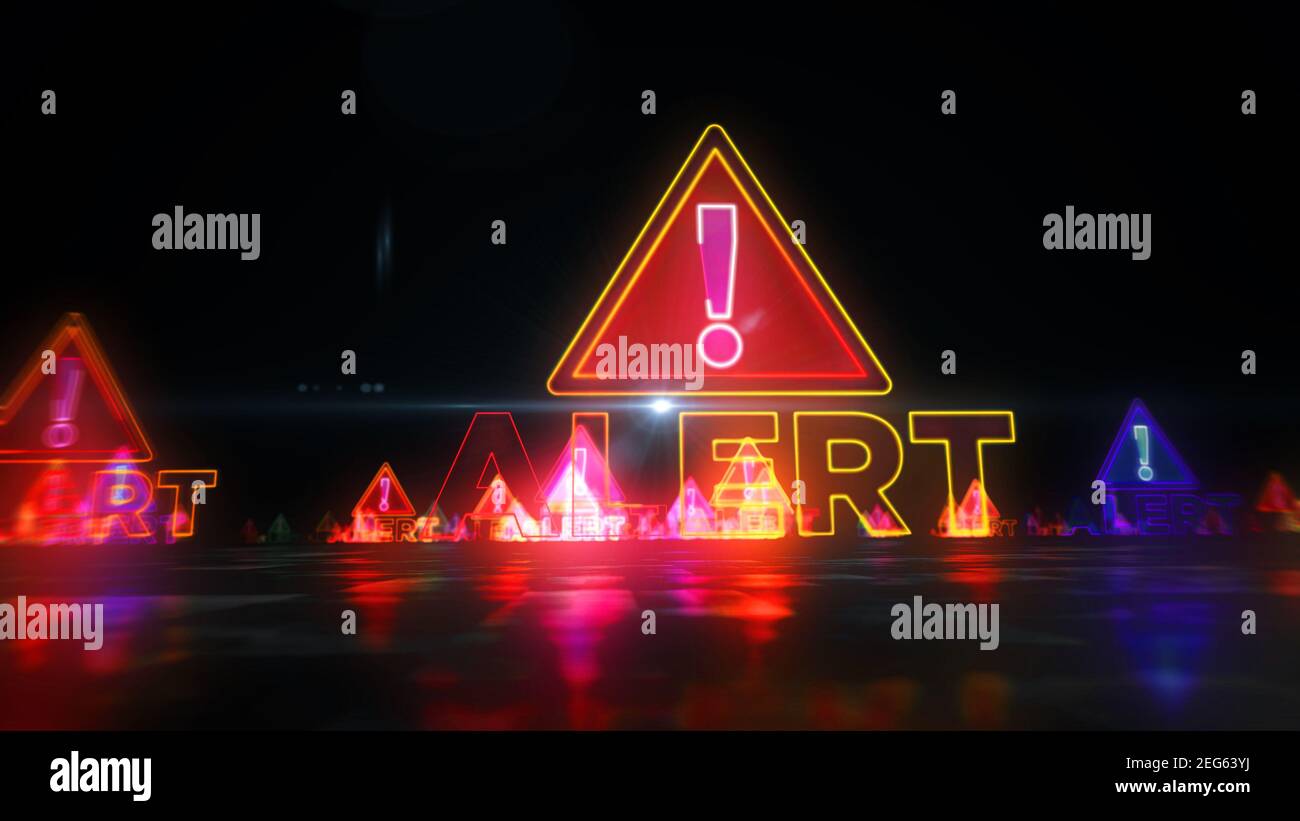 Alert warning concept with exclamation symbol, danger, cyber attack and ...