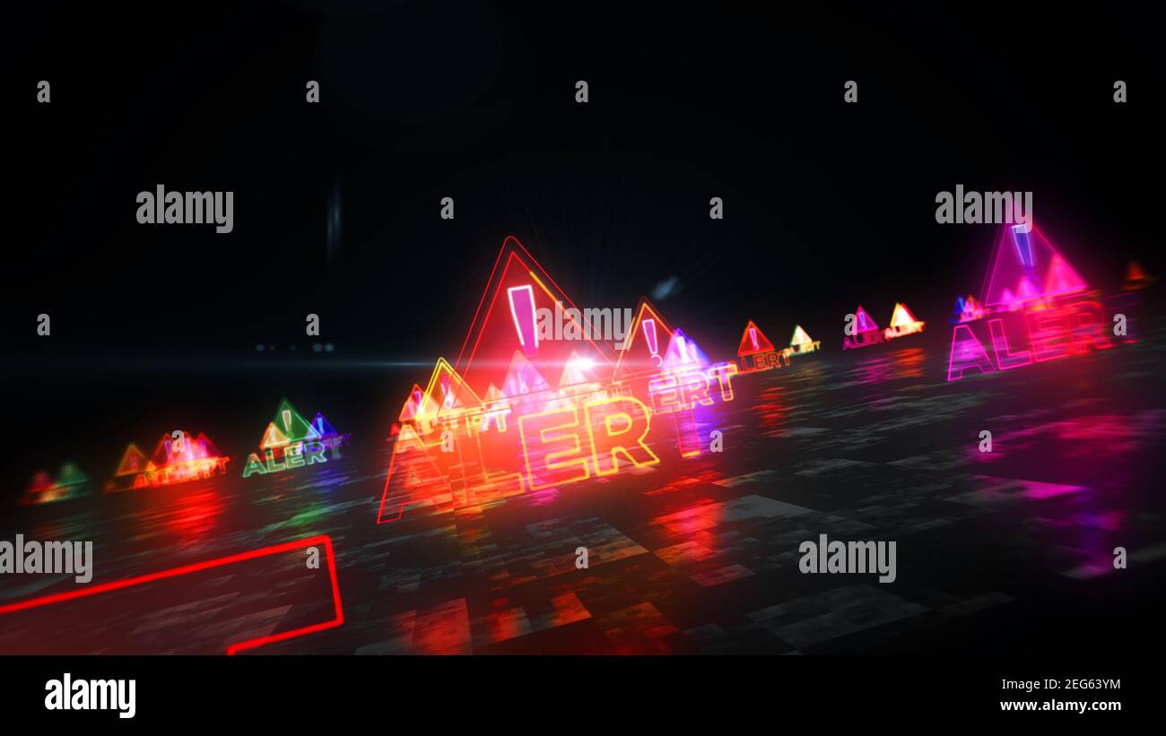 Alert warning concept with exclamation symbol, danger, cyber attack and ...
