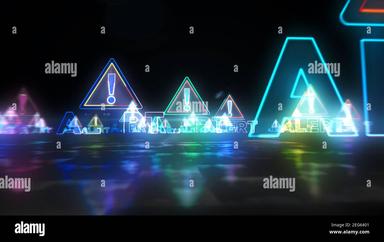 Alert warning concept with exclamation symbol, danger, cyber attack and ...