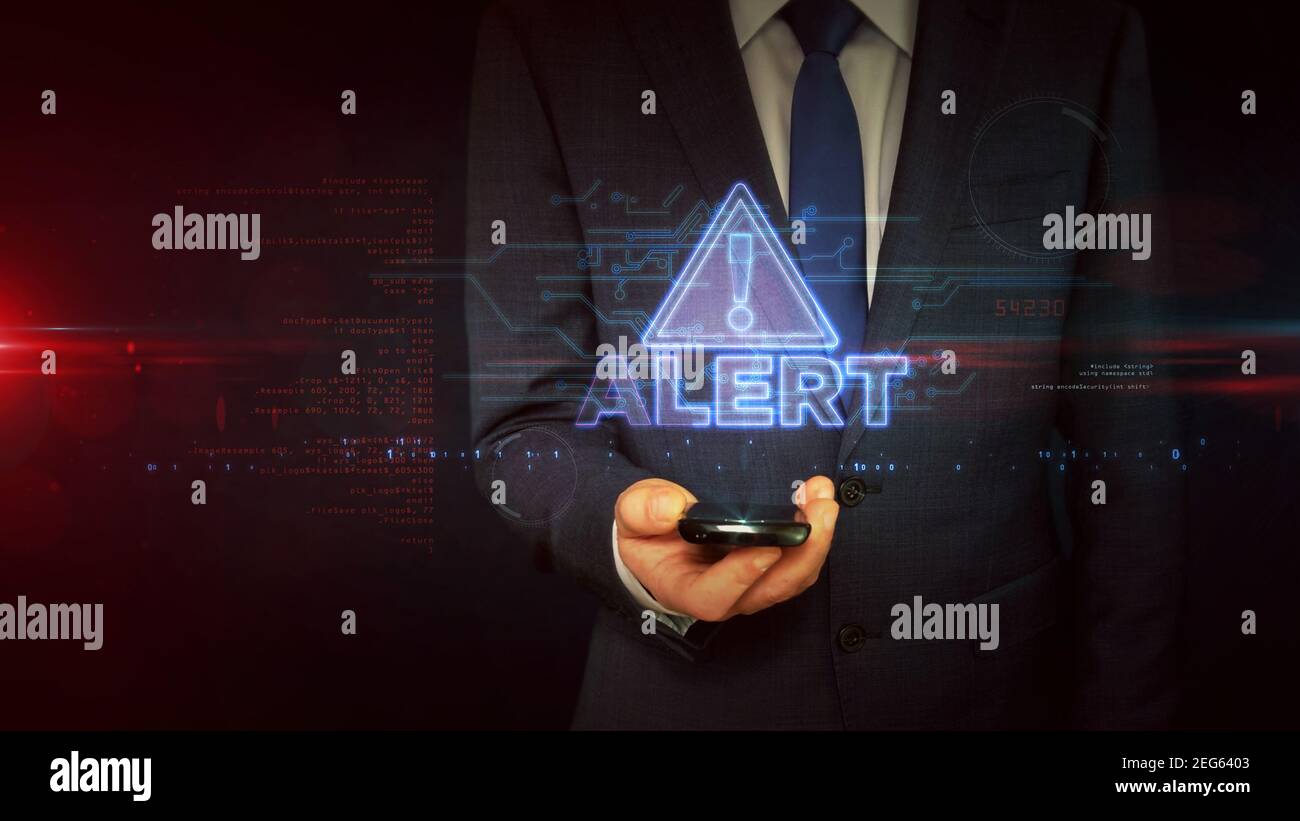 Alert warning concept with exclamation symbol, danger, cyber attack and ...