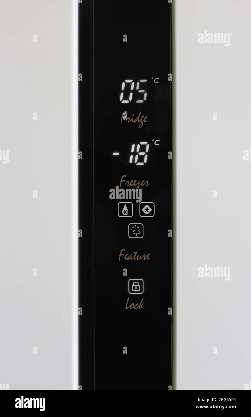 Major appliance - Closeup led display two-door side by side ...
