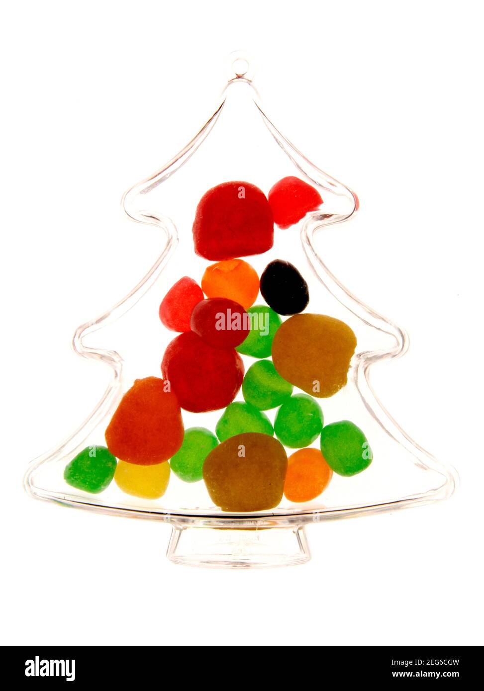 Colorful translucent candy shaped like a Christmas tree with assorted ...