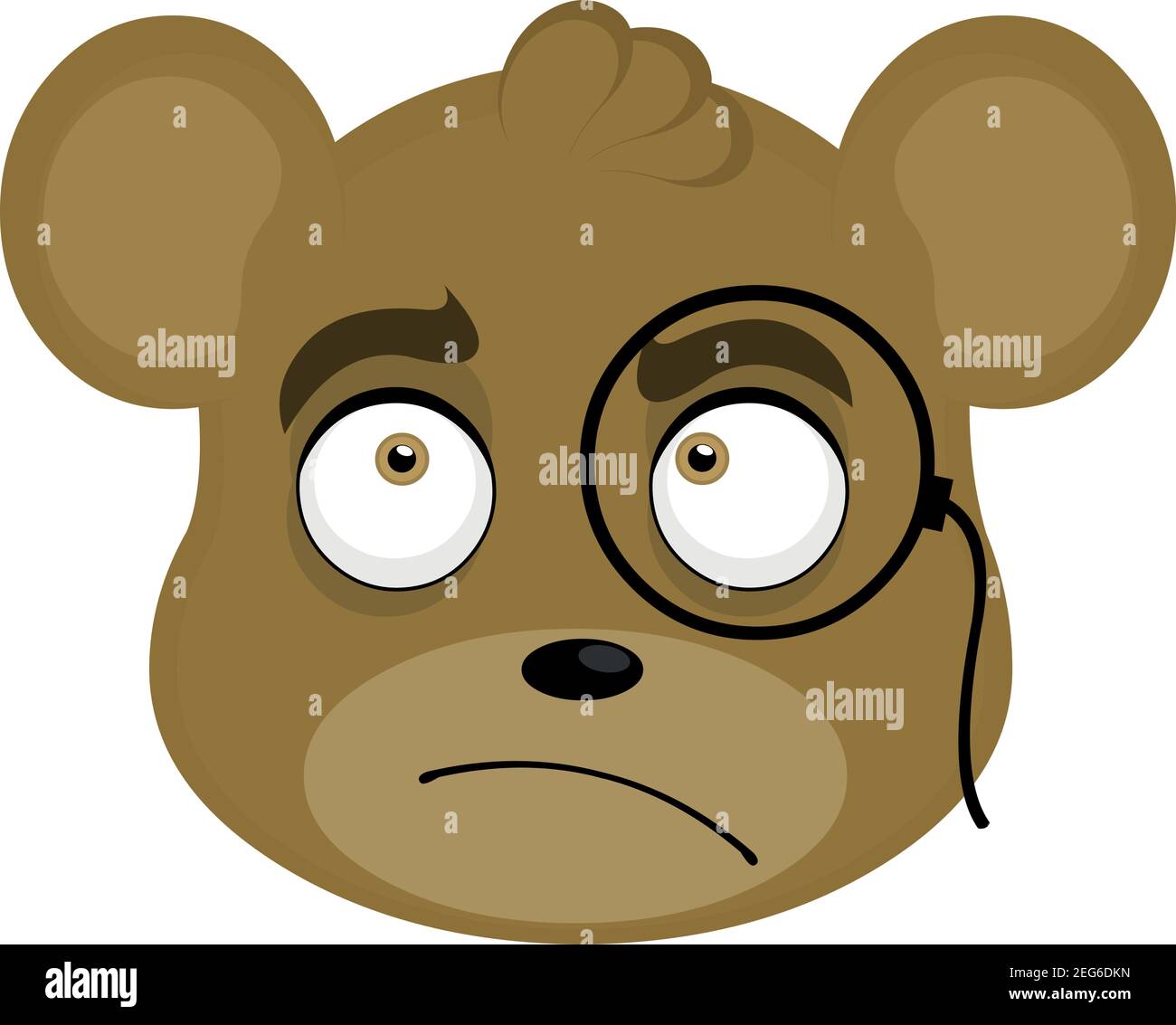 Vector illustration cartoon of a teddy bear's head with a pensive ...