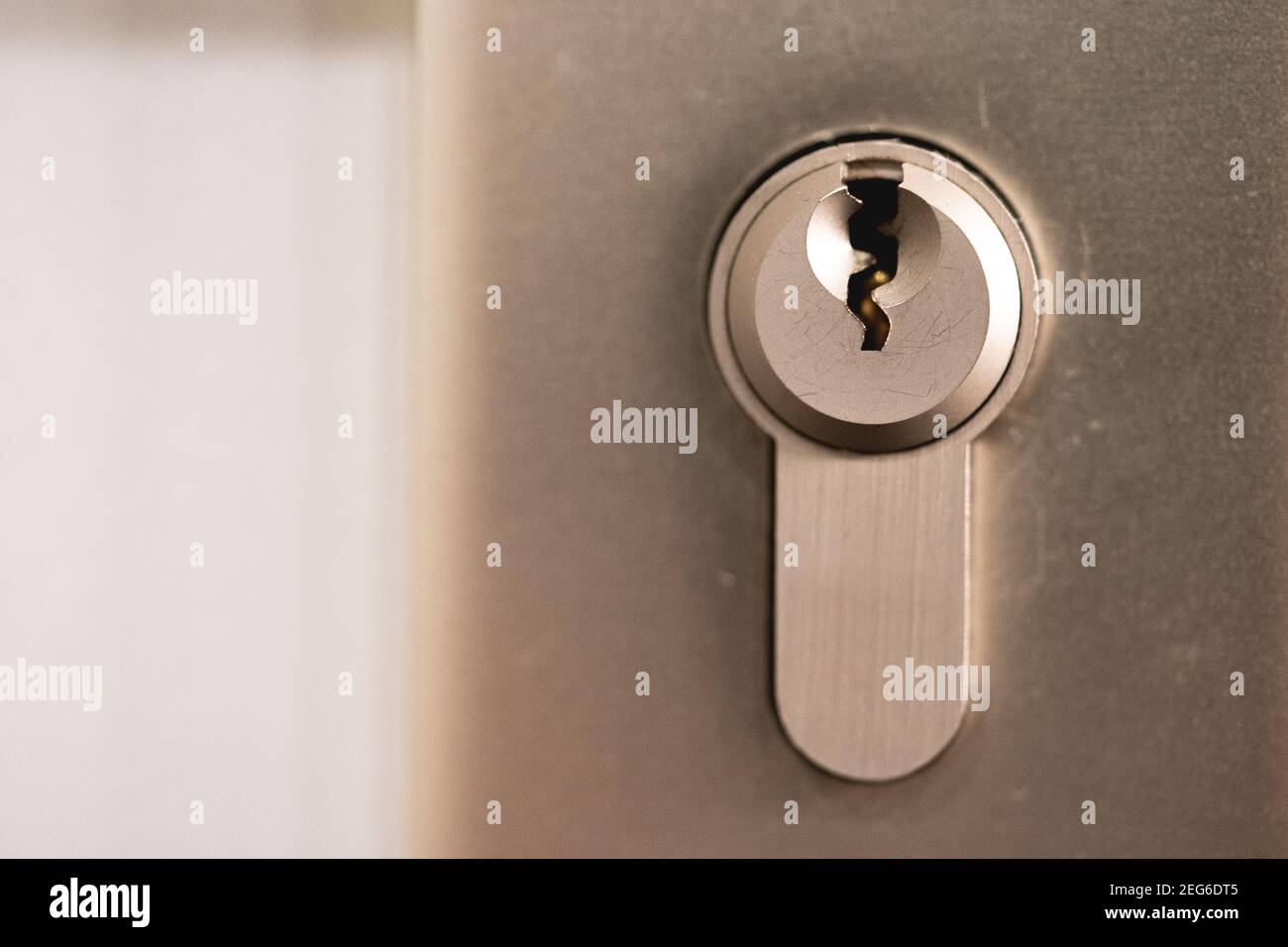 Lock of front door without key Stock Photo - Alamy