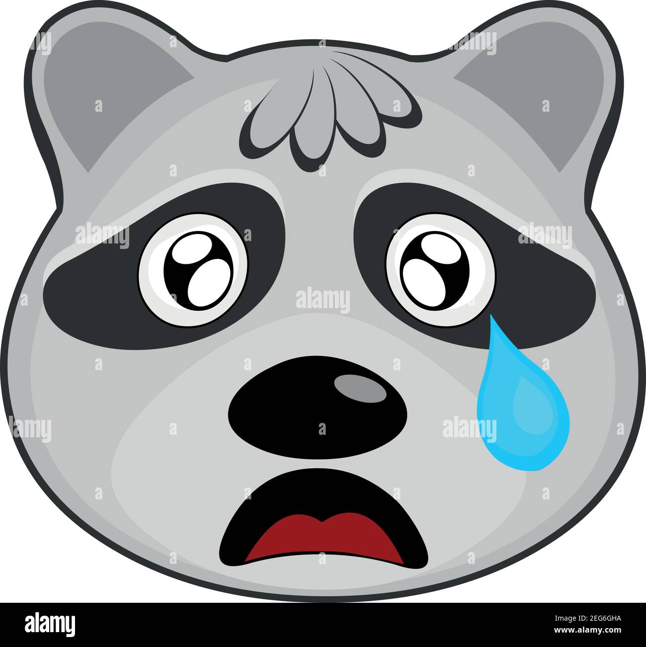 Vector emoticon illustration cartoon of a raccoon´s head with a sad ...