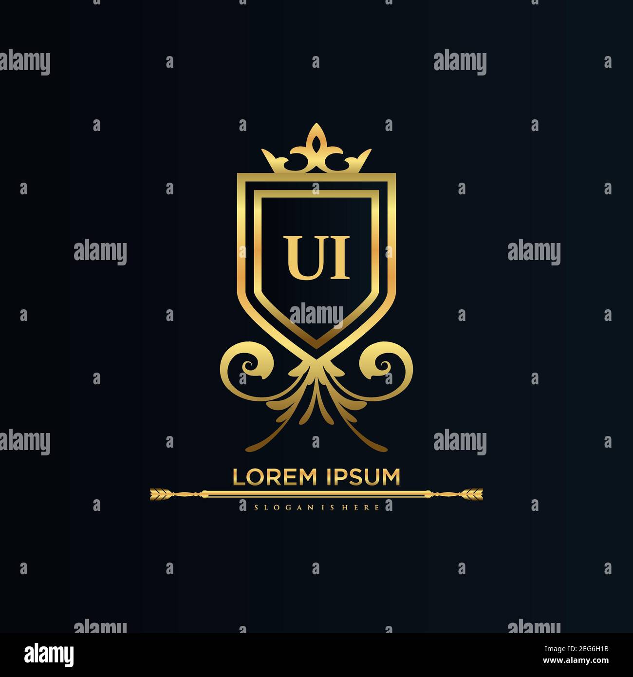 UI Letter Initial with Royal Template.elegant with crown logo vector ...
