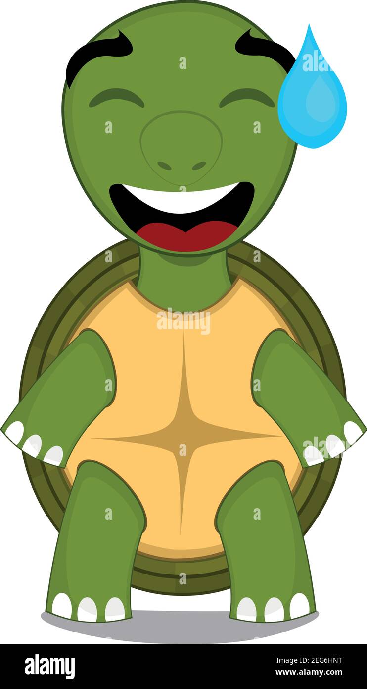 Vector character illustration of a cartoon turtle with an embarrassed ...