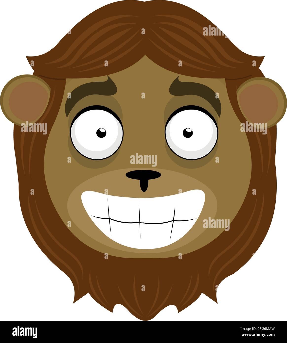 Vector emoticon illustration of a lion's head with a happy expression ...