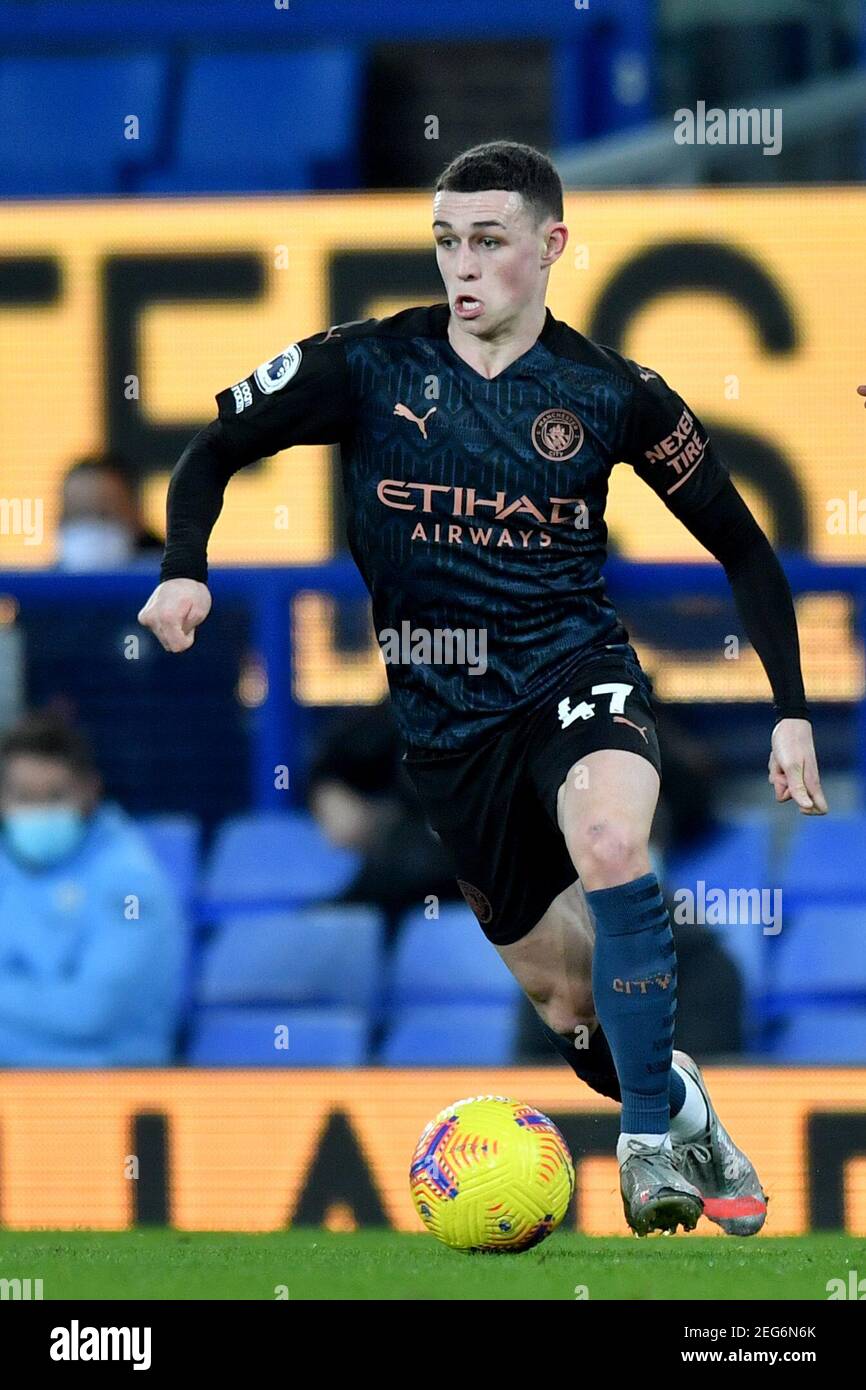 Liverpool, United Kingdom, 17th February 2021. Manchester City's Phil ...