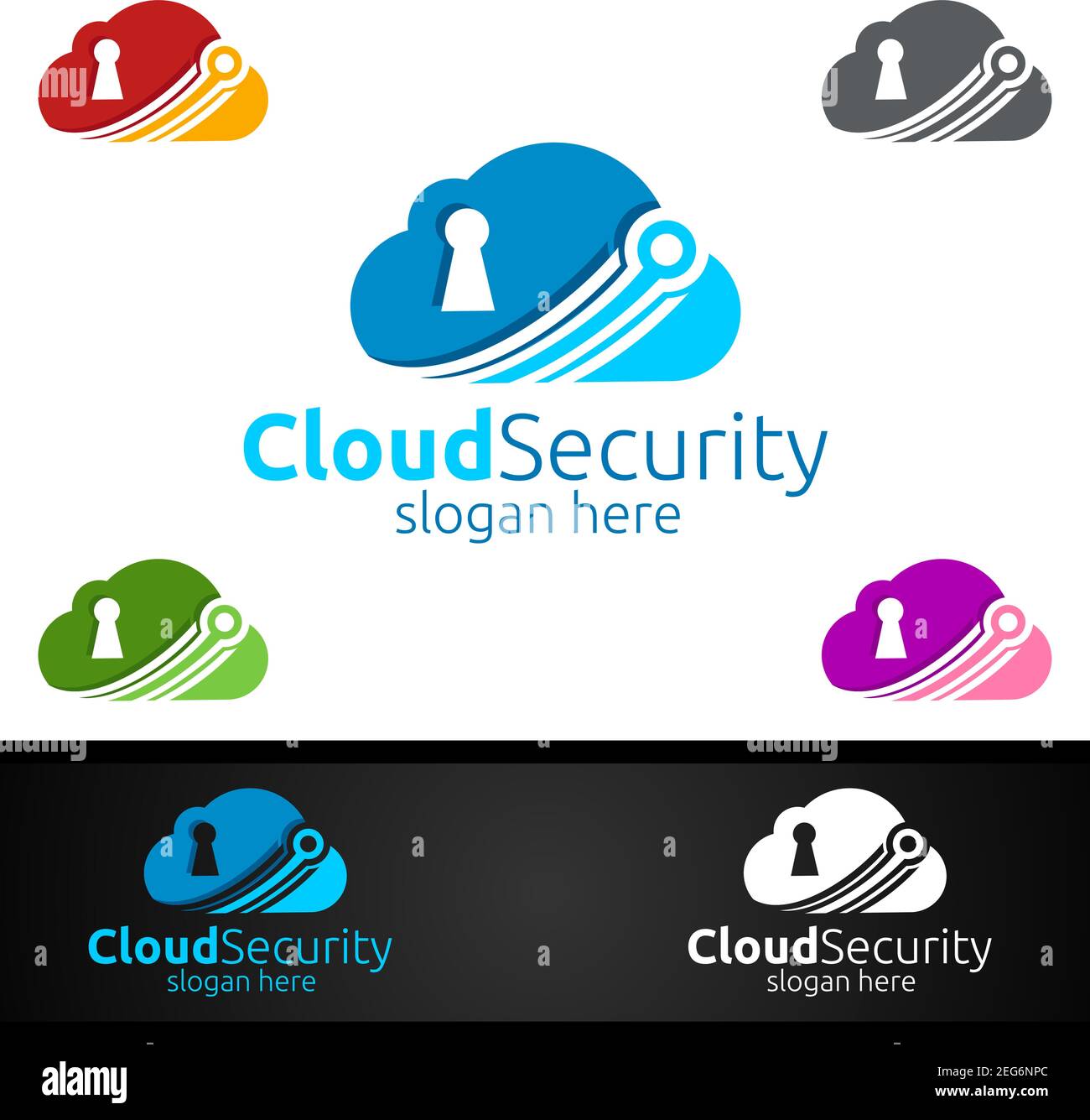 Digital Cloud Security Logo for Network, Internet , Hosting or Backup Server Concept Stock ...