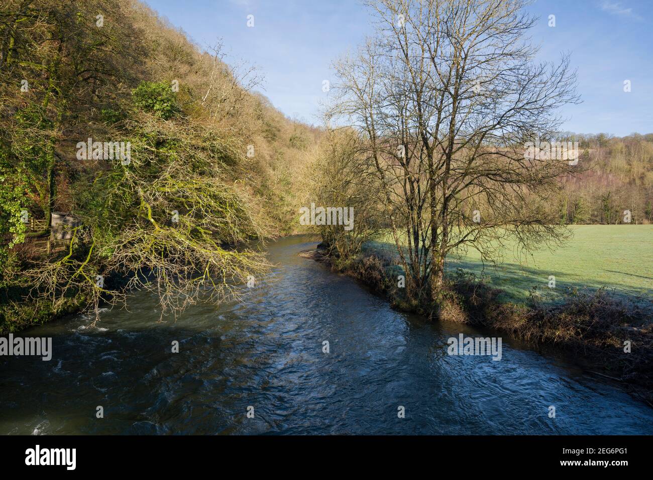 The River Exe in winter from Cove Bridge at Cove, Devon, England Stock ...