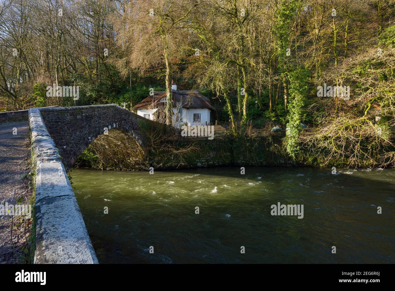 Cove Bridge over the River Exe in winter at Cove, Devon, England Stock ...