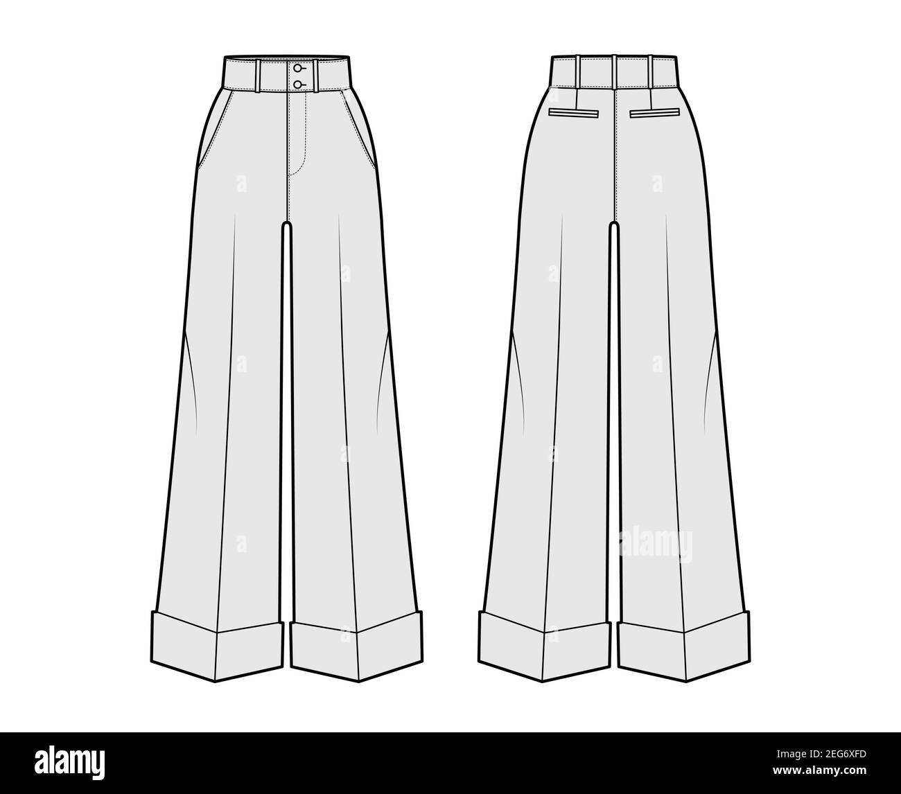 Pants oxford tailored technical fashion illustration with normal waist ...