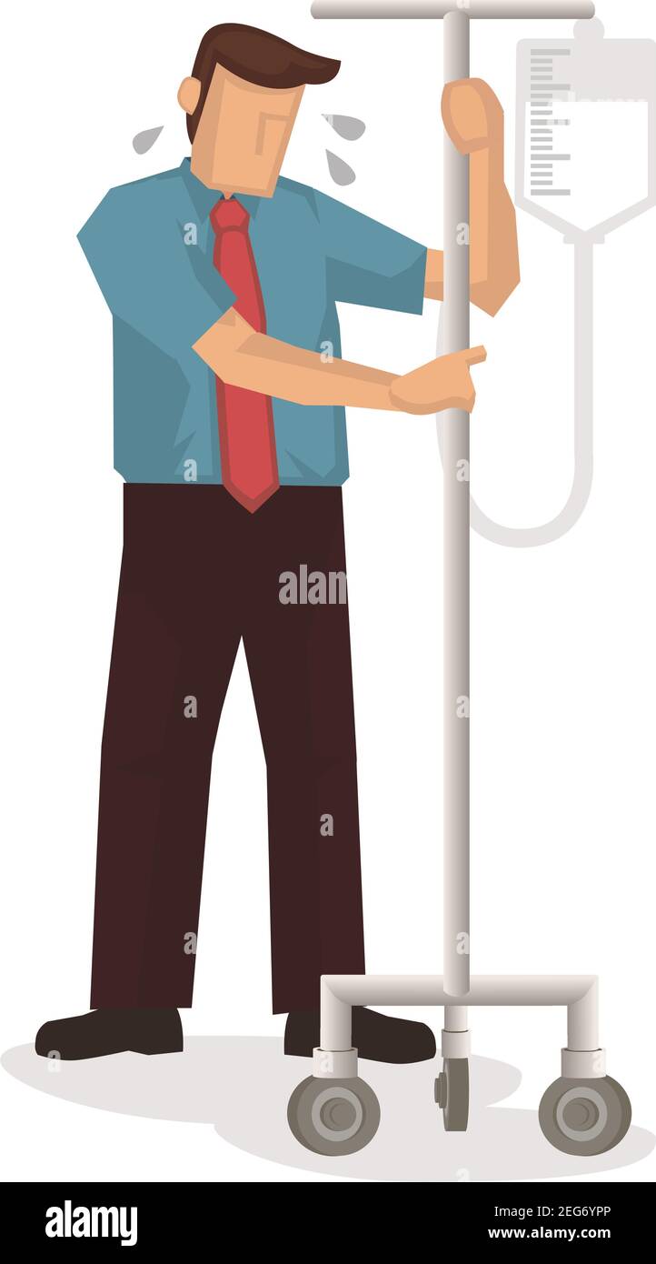 Tired overwork businessman with medical drip bag. Concept of overwork ...