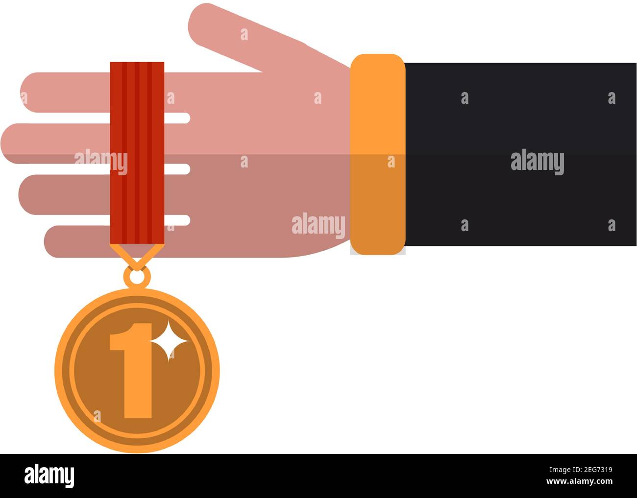 Hand with gold winner medal vector isolated on white Stock Vector Image ...