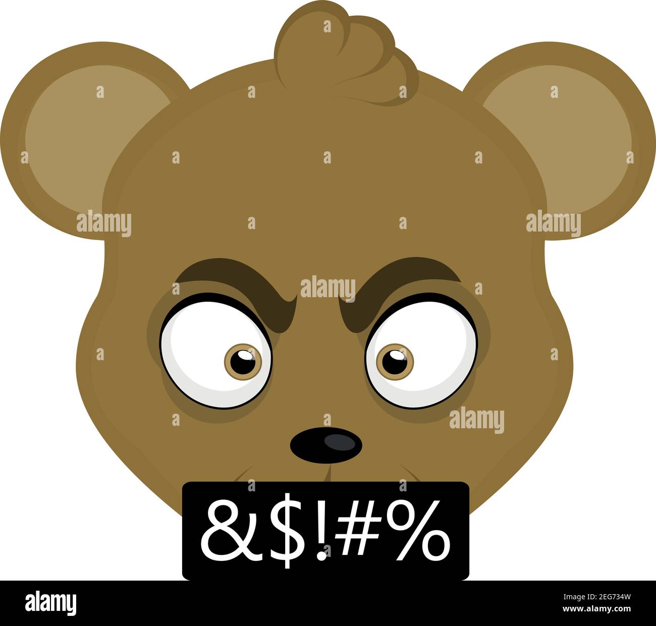 Vector emoticon illustration cartoon of a mouse's head with an angry ...