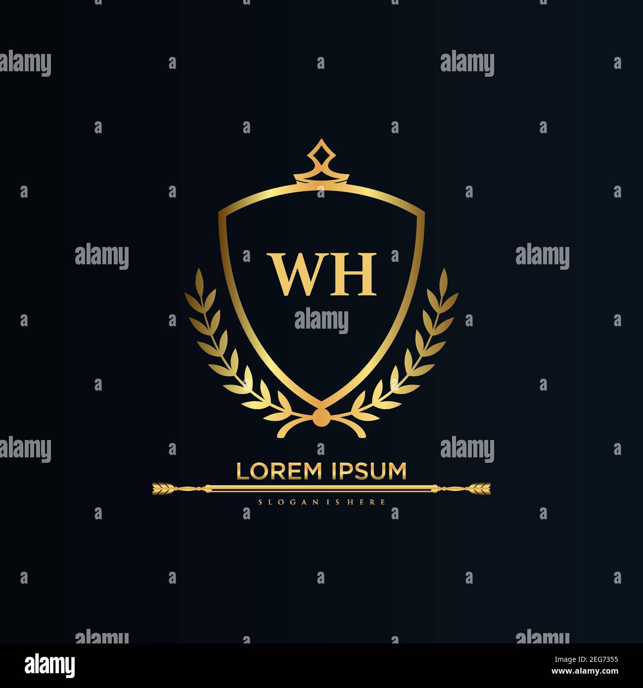 WH Letter Initial with Royal Template.elegant with crown logo vector ...