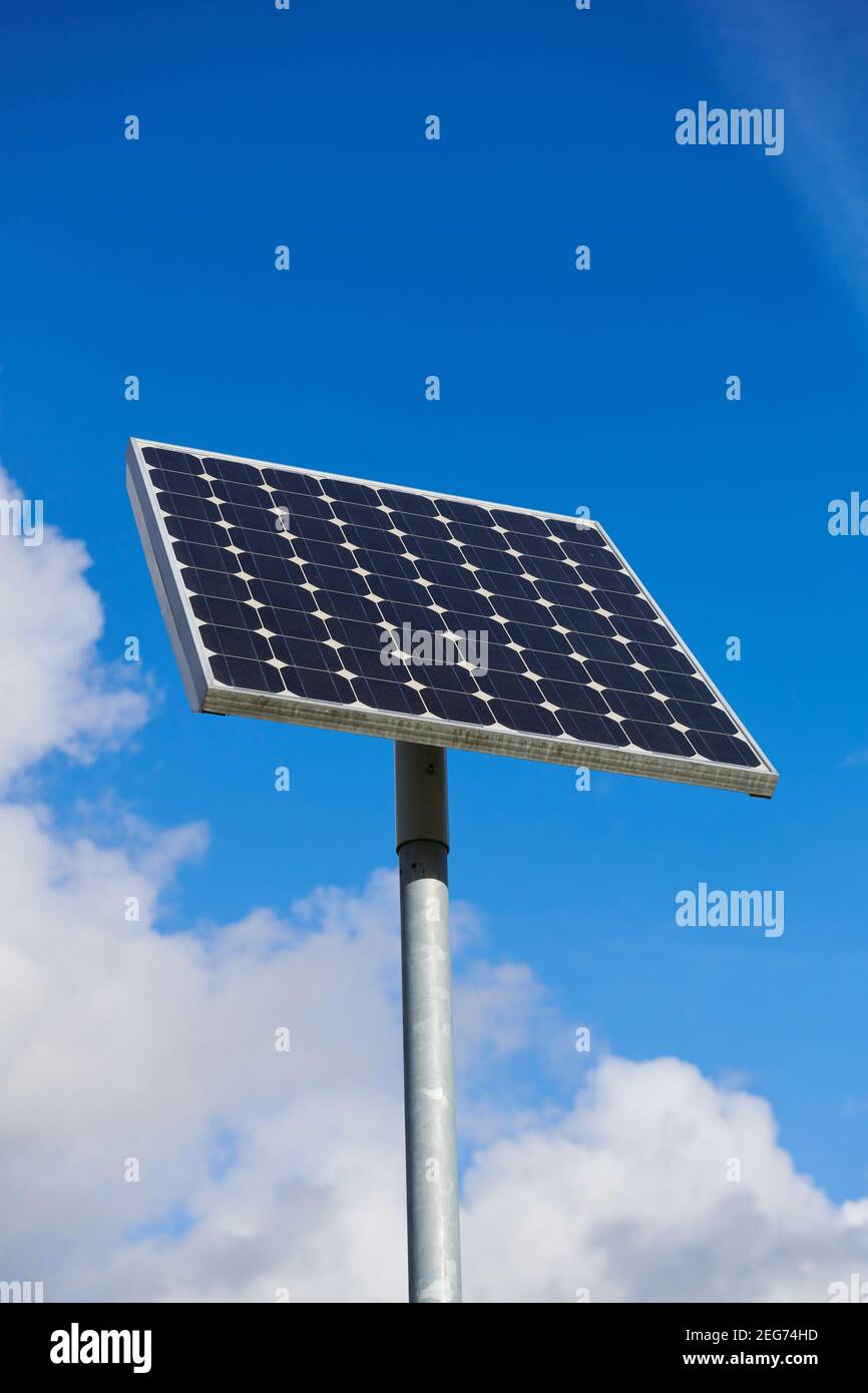 Solar panel on a pole Stock Photo - Alamy