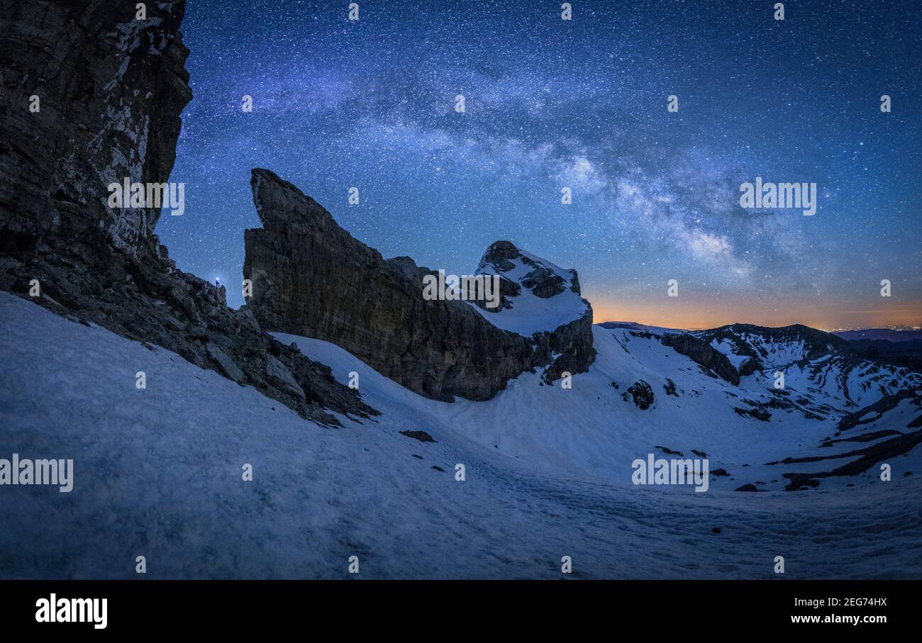 Milky Way over the Roland's Breach at night, between Pyrenees National ...