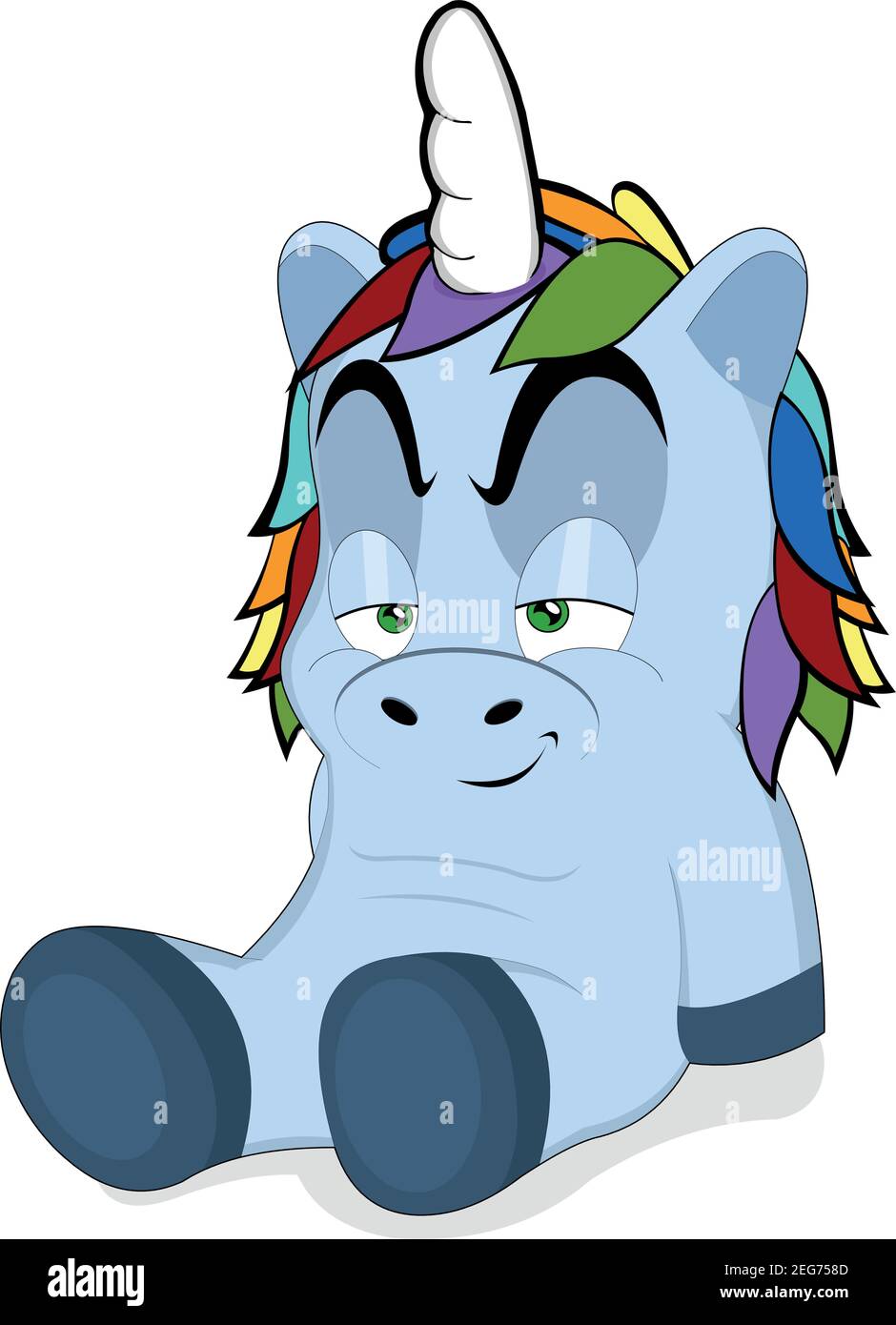 Vvector illustration of a cute cartoon unicorn seated Stock Vector ...