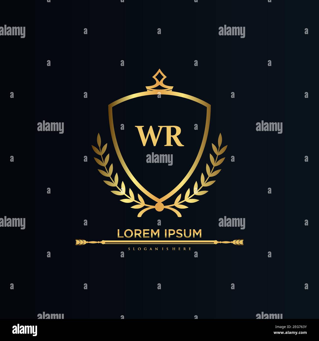 WR Letter Initial with Royal Template.elegant with crown logo vector ...