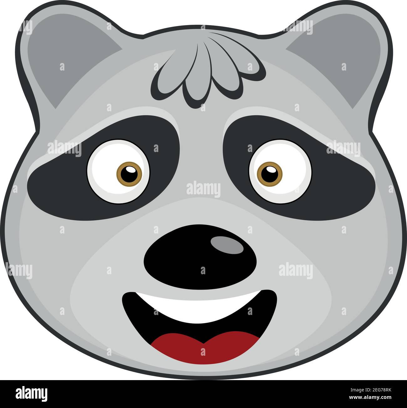 Vector emoticon illustration cartoon of a raccoon's head with a happy ...