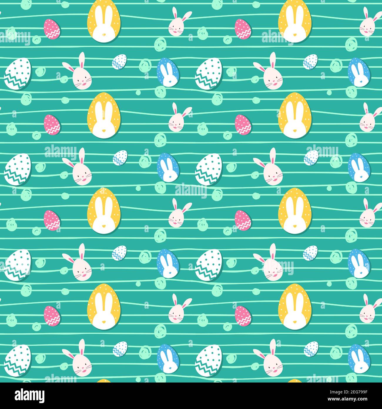 Colorful Easter egg and bunny seamless pattern for backgrounds, gift ...