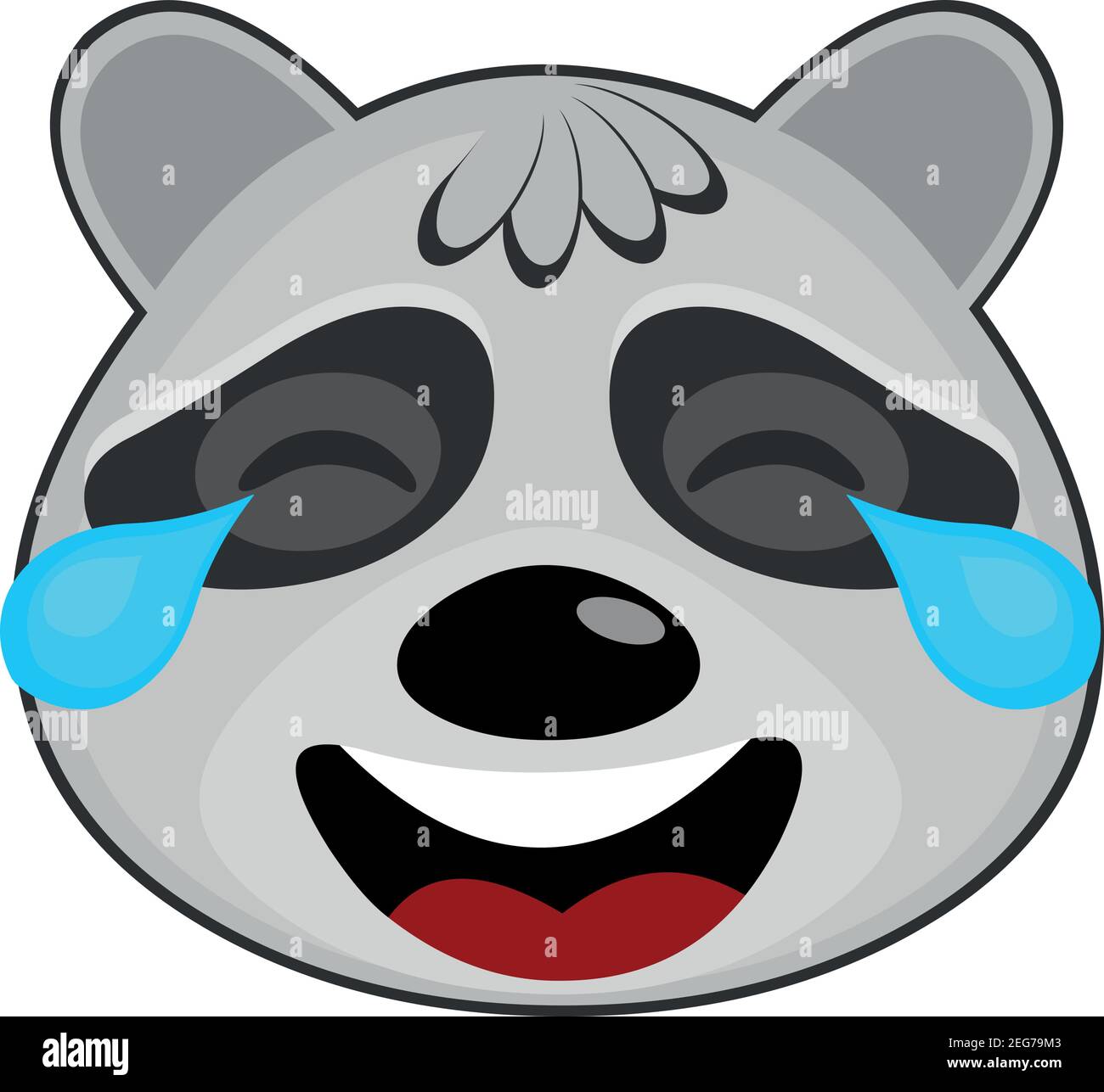Vector emoticon illustration cartoon of a raccoon´s head with a happy ...