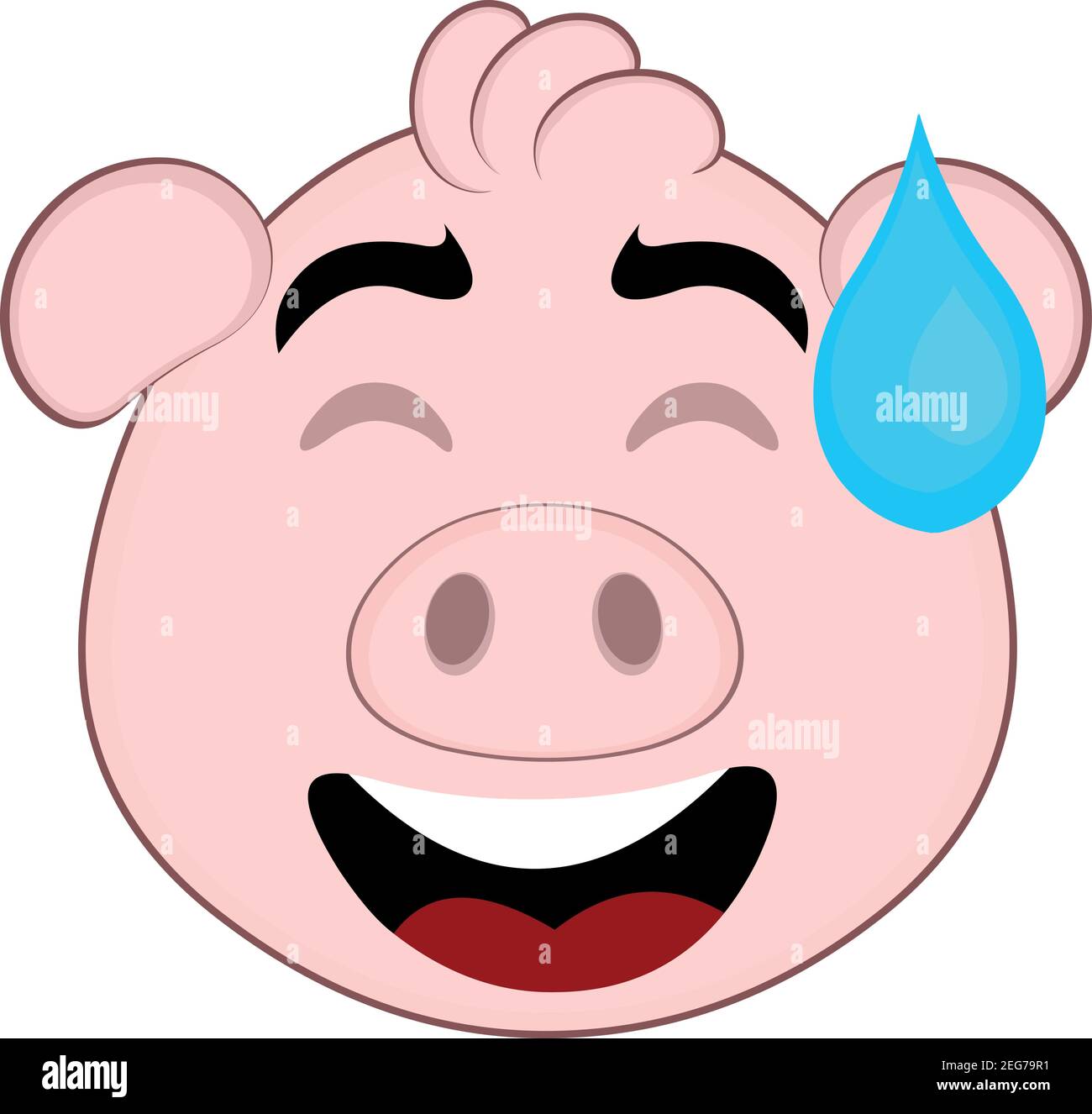 Vector emoticon illustration cartoon of a pig's head emoticon with an ...