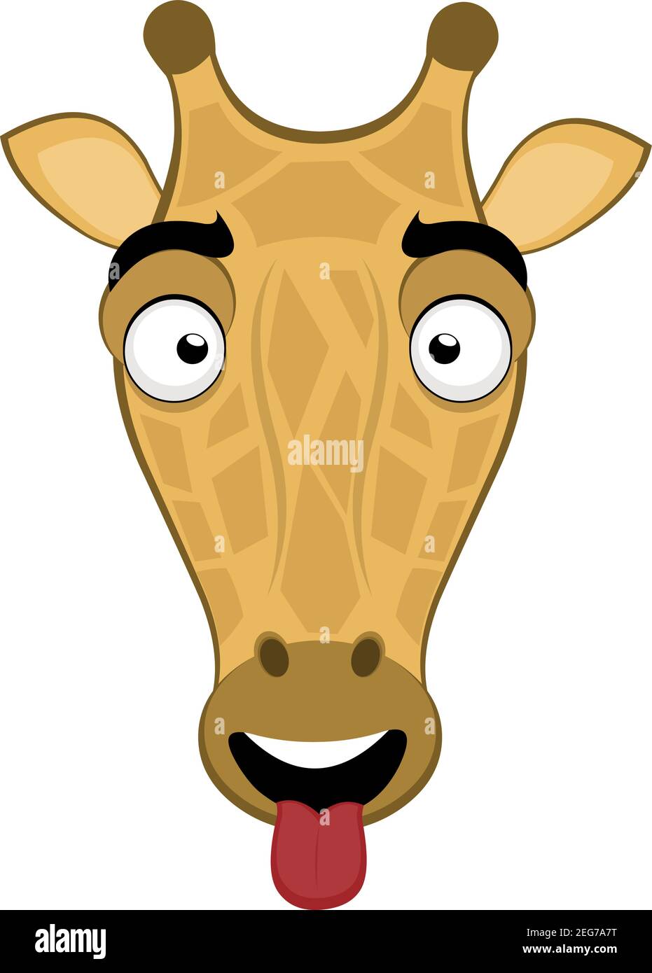 Vector emoticon illustration cartoon of a giraffe´s head with happy ...