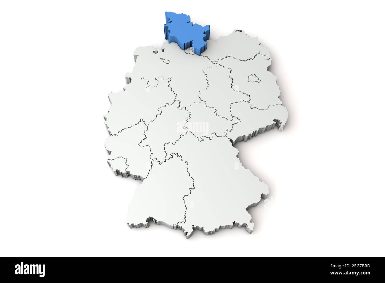Map of Germany showing Schleswig Holstein region. 3D Rendering Stock ...