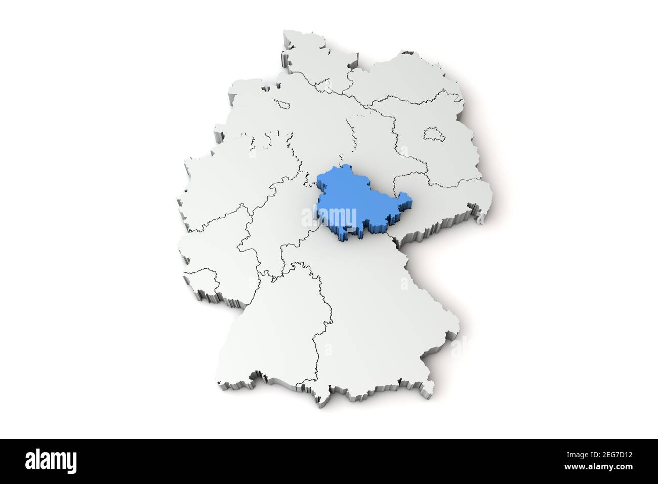 Map of Germany showing Thuringia region. 3D Rendering Stock Photo - Alamy