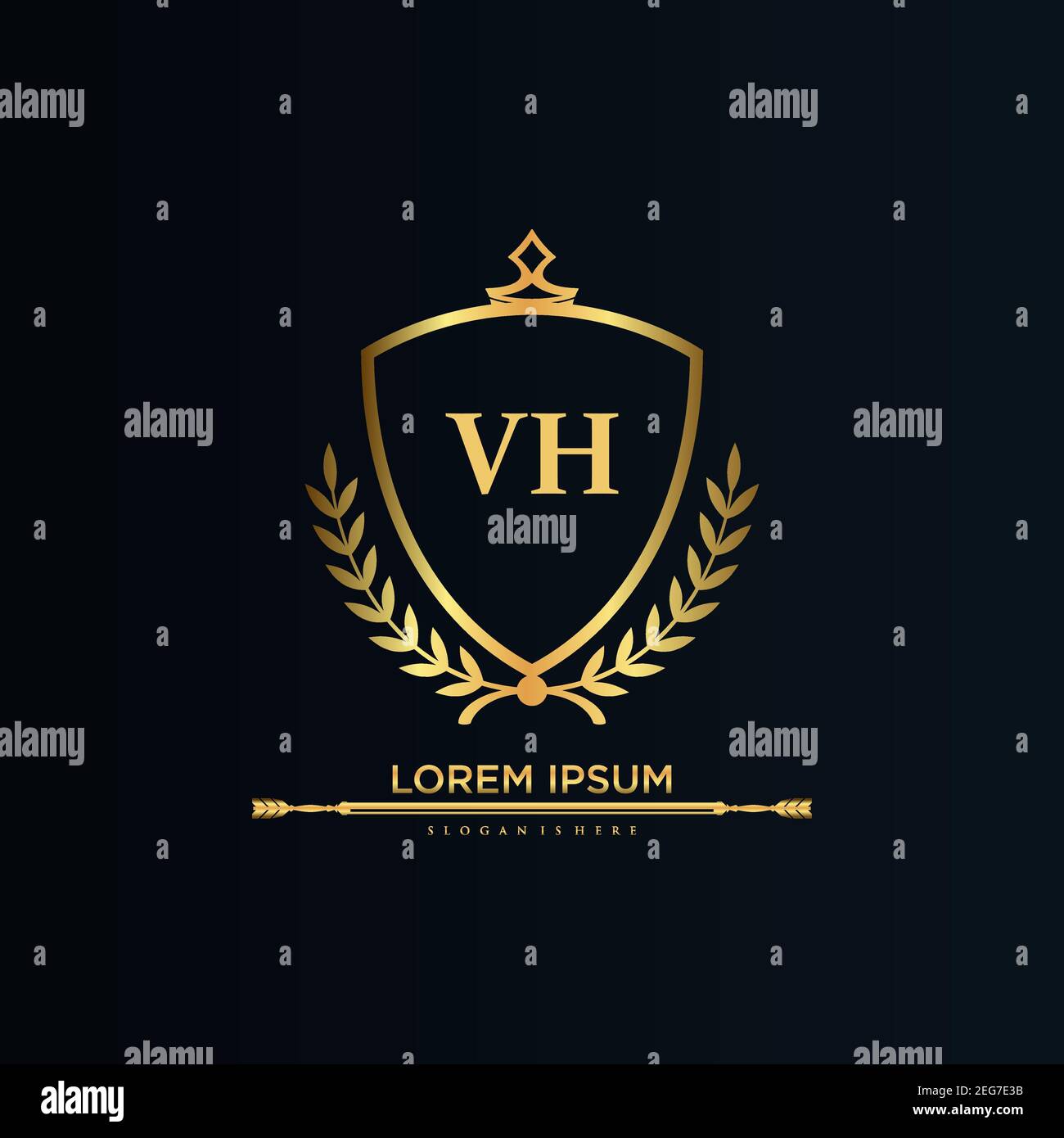 VH Letter Initial with Royal Template.elegant with crown logo vector ...