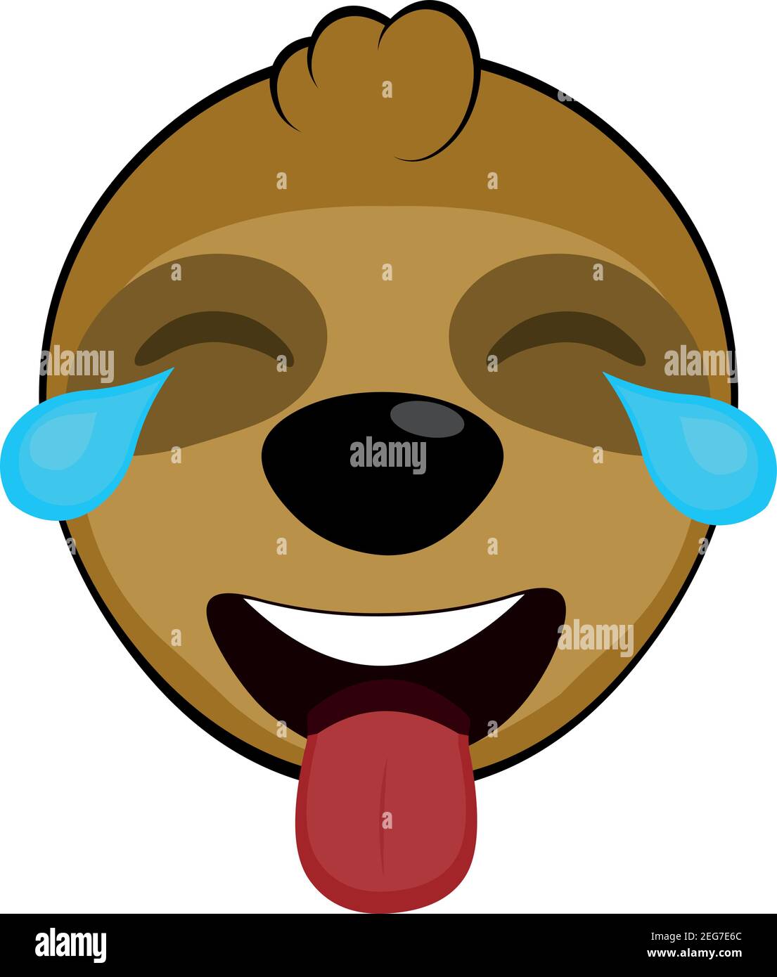 Vector emoticon illustration cartoon of a sloth´s head with a happy ...