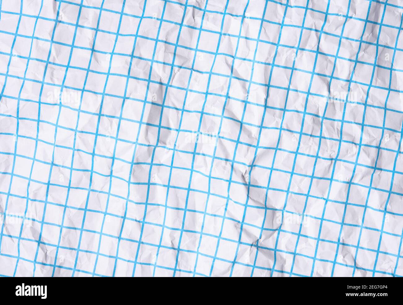 crumpled white paper texture in a cage, blue lines, school notebook ...