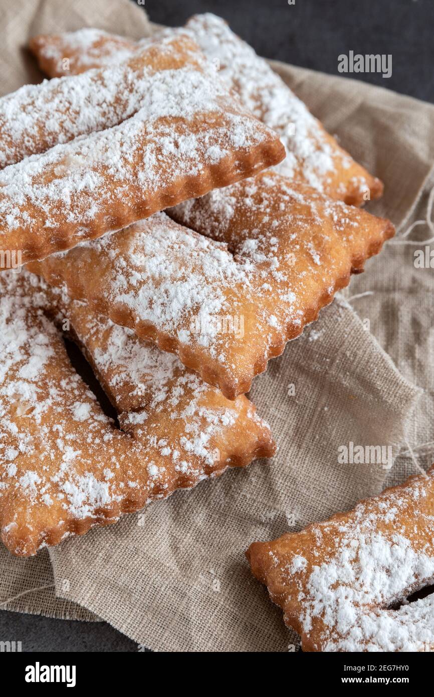 Homemade sweet typical french merveilles Stock Photo - Alamy