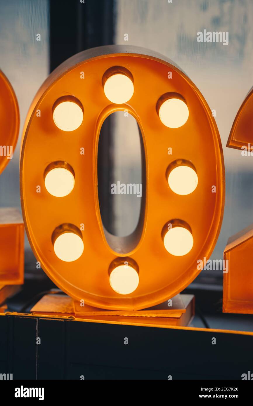 Happy new year 0 neon hi-res stock photography and images - Alamy